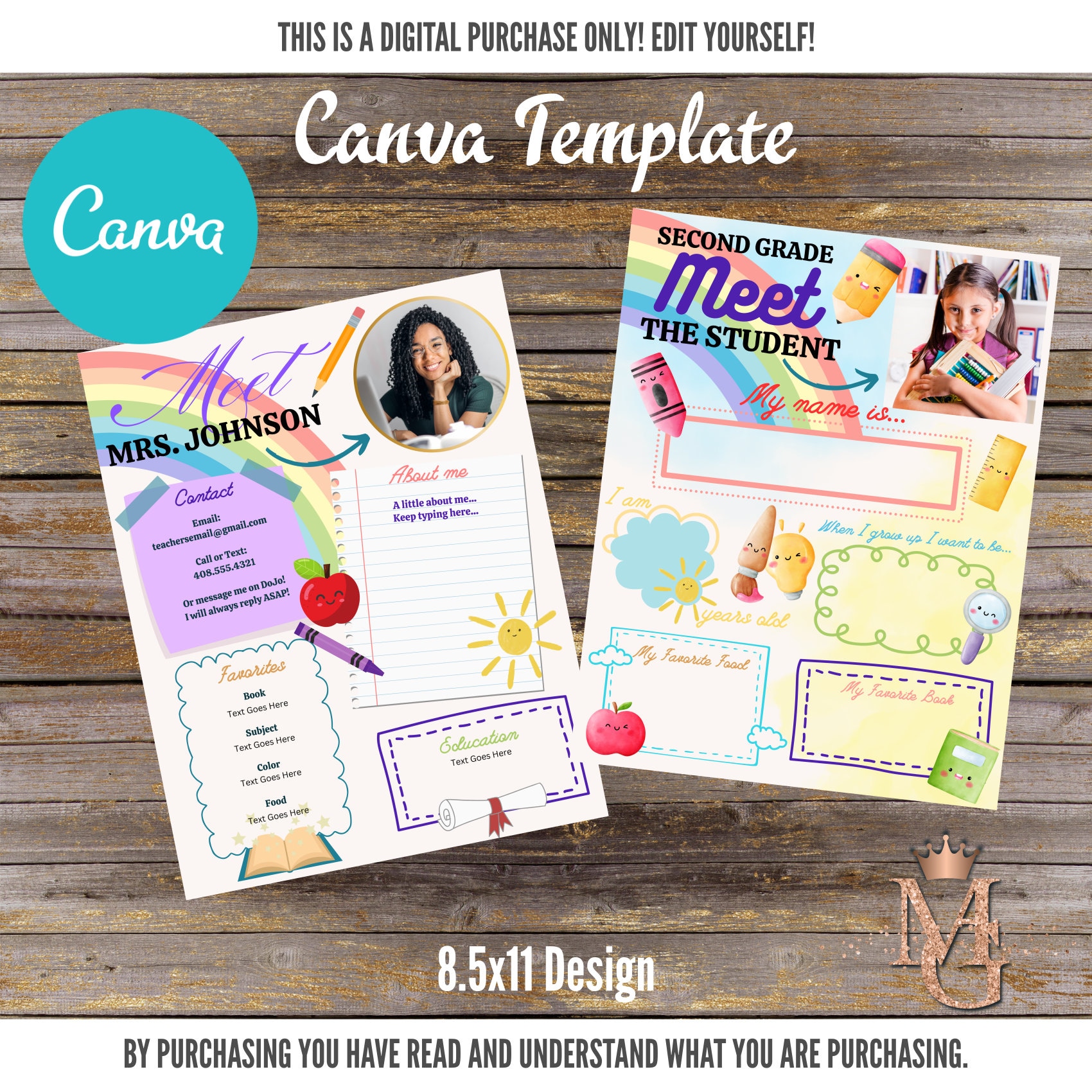 Meet the Teacher & Student Template: Back to School Canva (PDF) - Etsy
