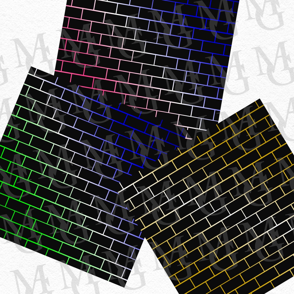 Brick Digital Papers Neon Brick Digital Paper Set of 8 - Etsy