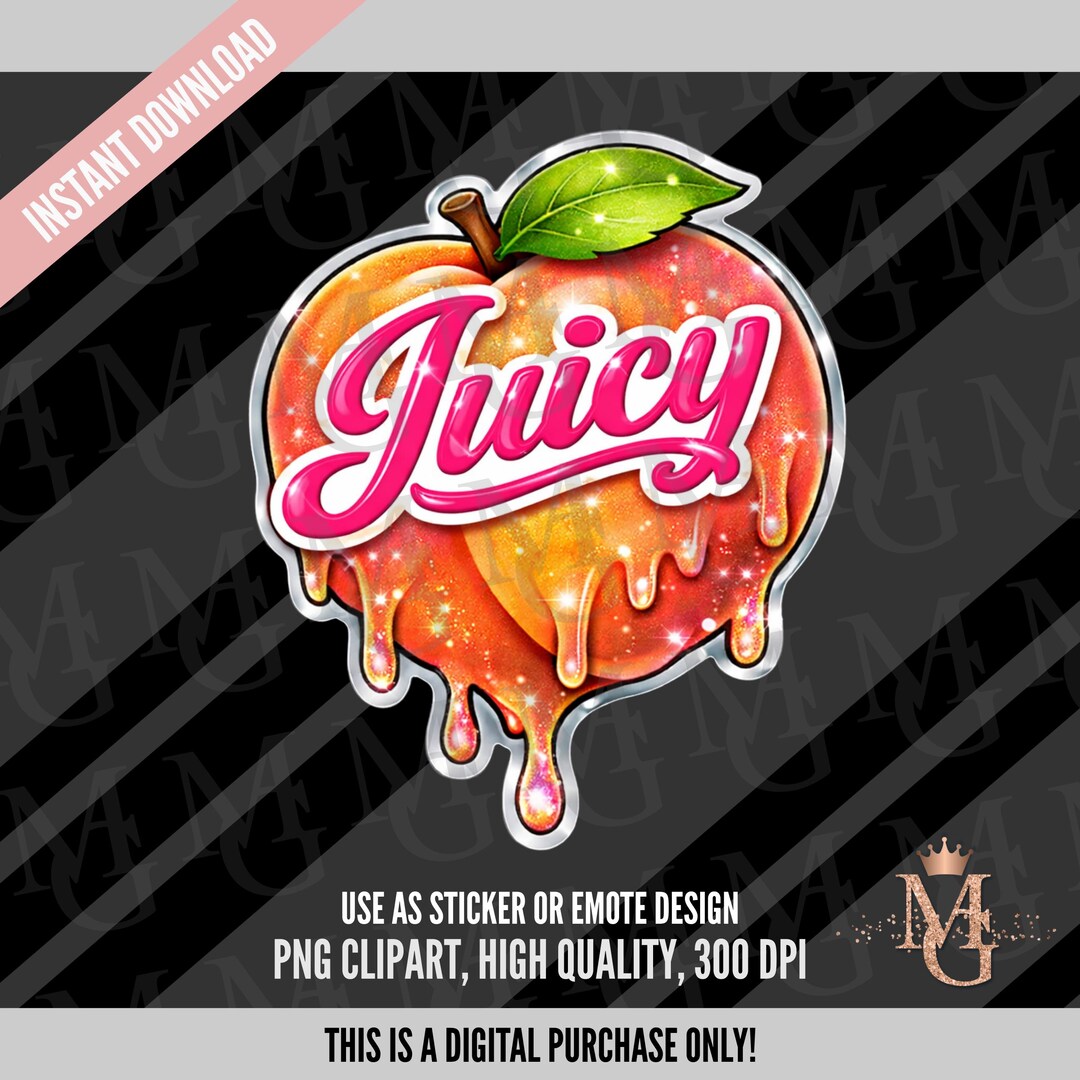 Juicy Peach Clipart, PNG, Peach Sticker Design. Emote. Transparent ...