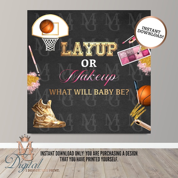 Layup or Makeup Gender Reveal Backdrop Design Instant - Etsy