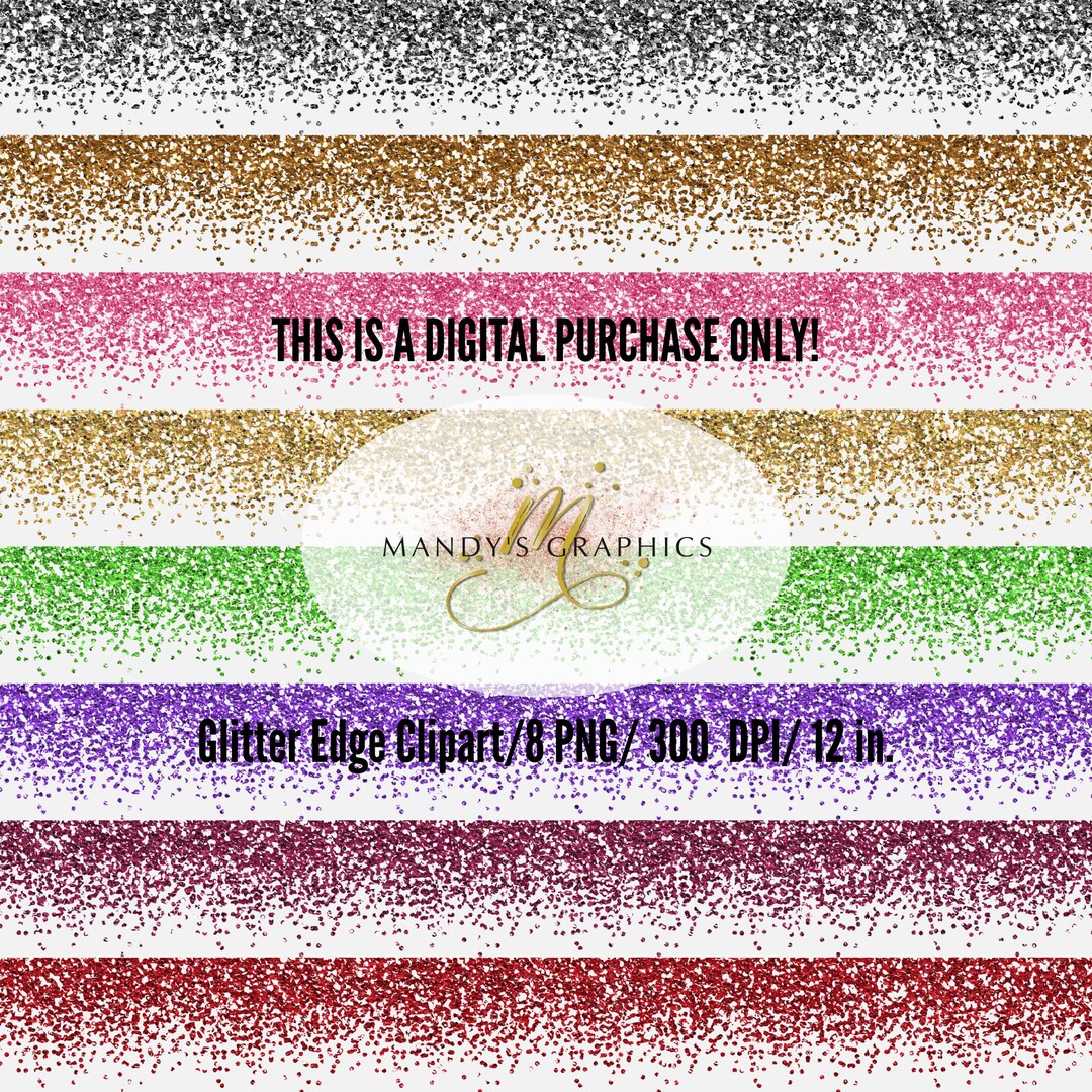 Glitter Edge Clipart Set, 8 PNG Images! Overlays! - Etsy