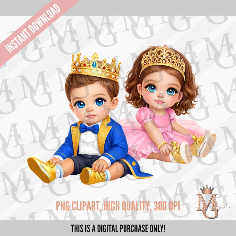 Baby Prince and Princess Clipart Set, Light (digital Download) - Etsy