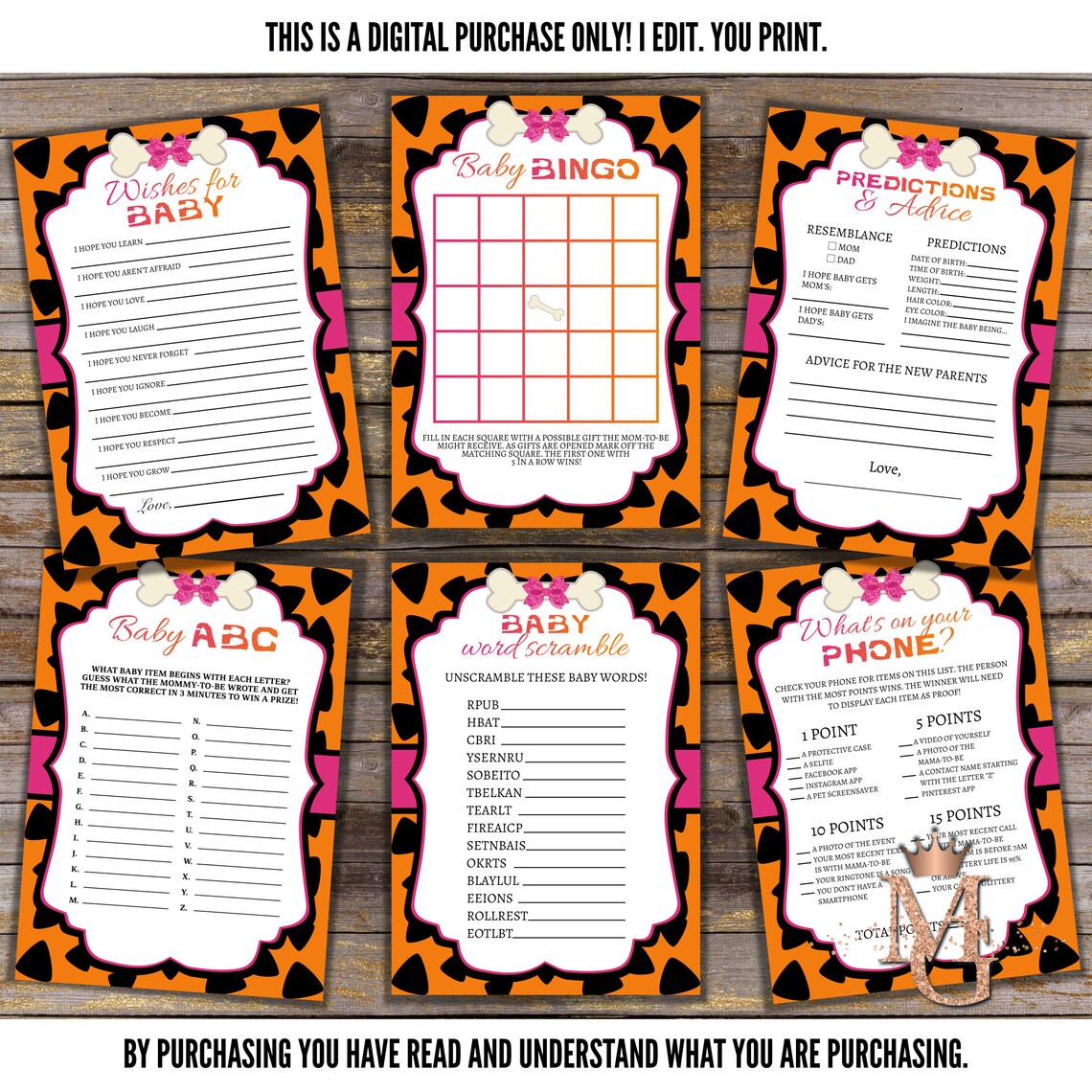 Pebbles Baby Shower Game Set Printable Games Pebbles Baby - Etsy