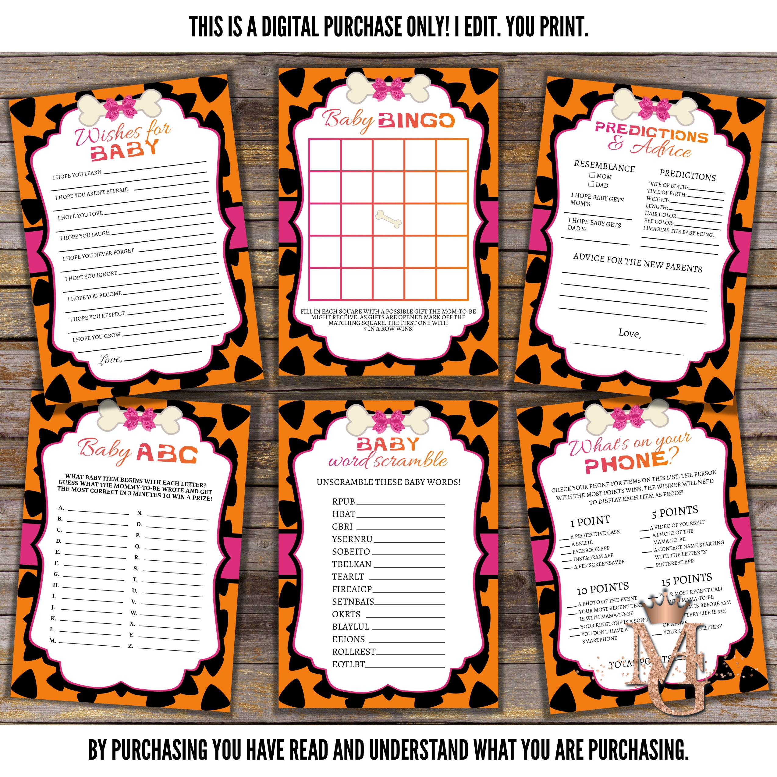 Pebbles Baby Shower Game Set Printable Games Pebbles Baby - Etsy