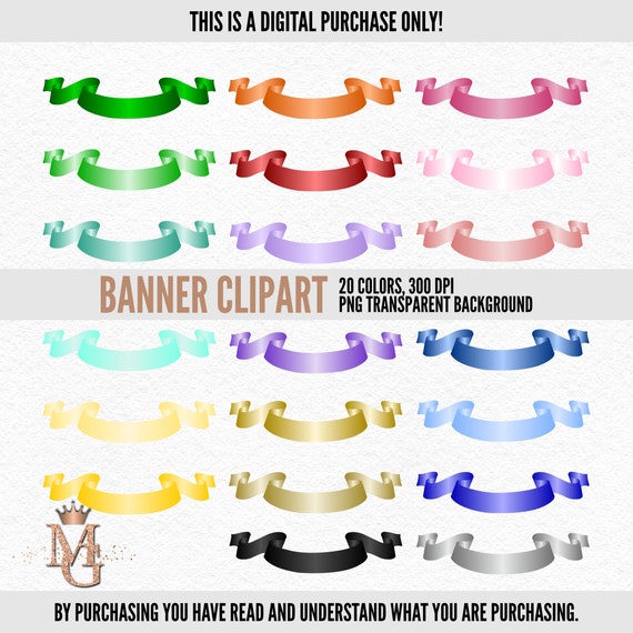 Banner Clipart Set 20 PNG Images Transparent Background - Etsy