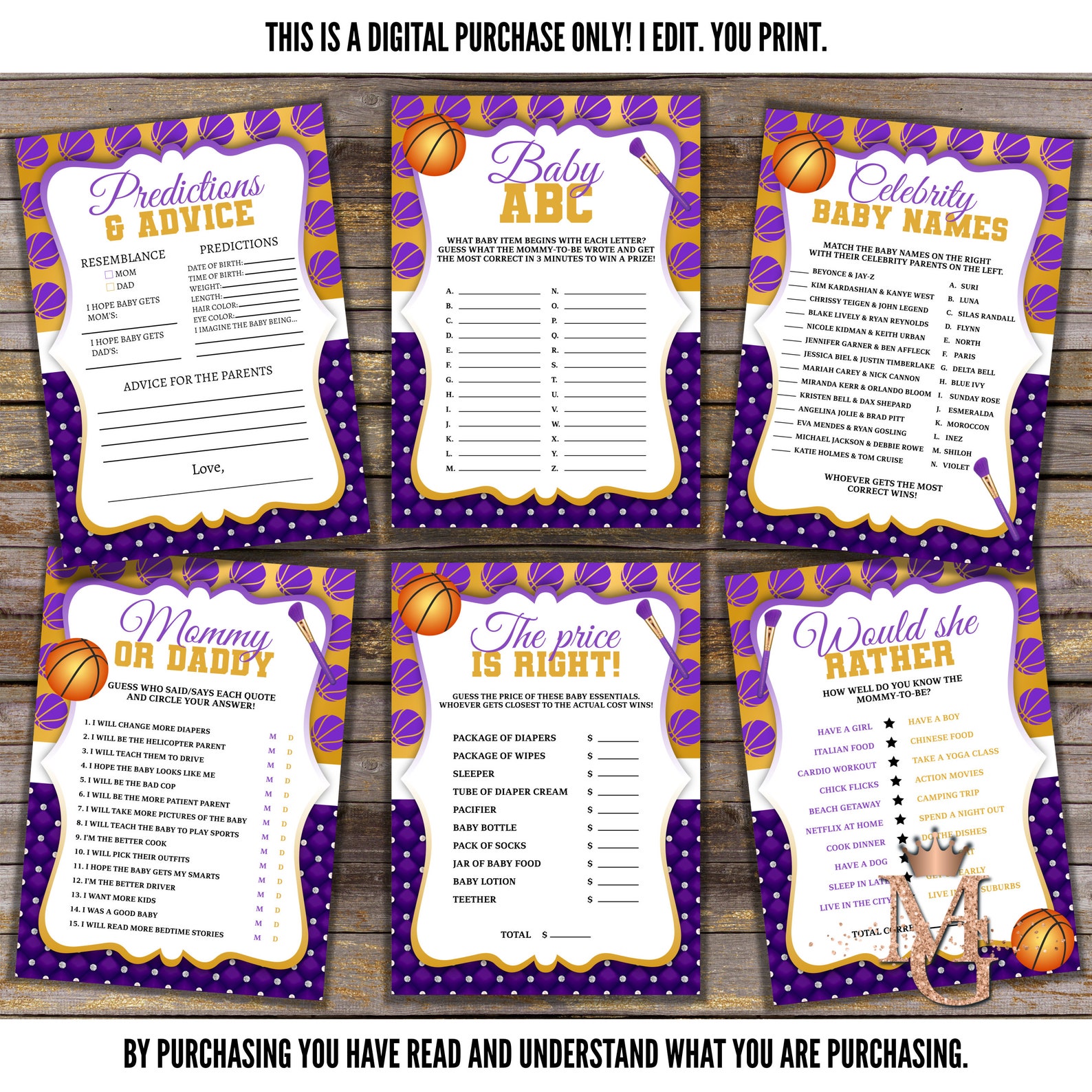 Layup or Makeup Gender Reveal Games Set Printable Games Gold - Etsy