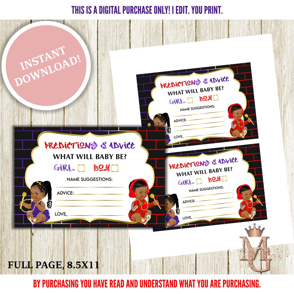 Find N Out Gender Reveal Prediction Card Red Purple and - Etsy