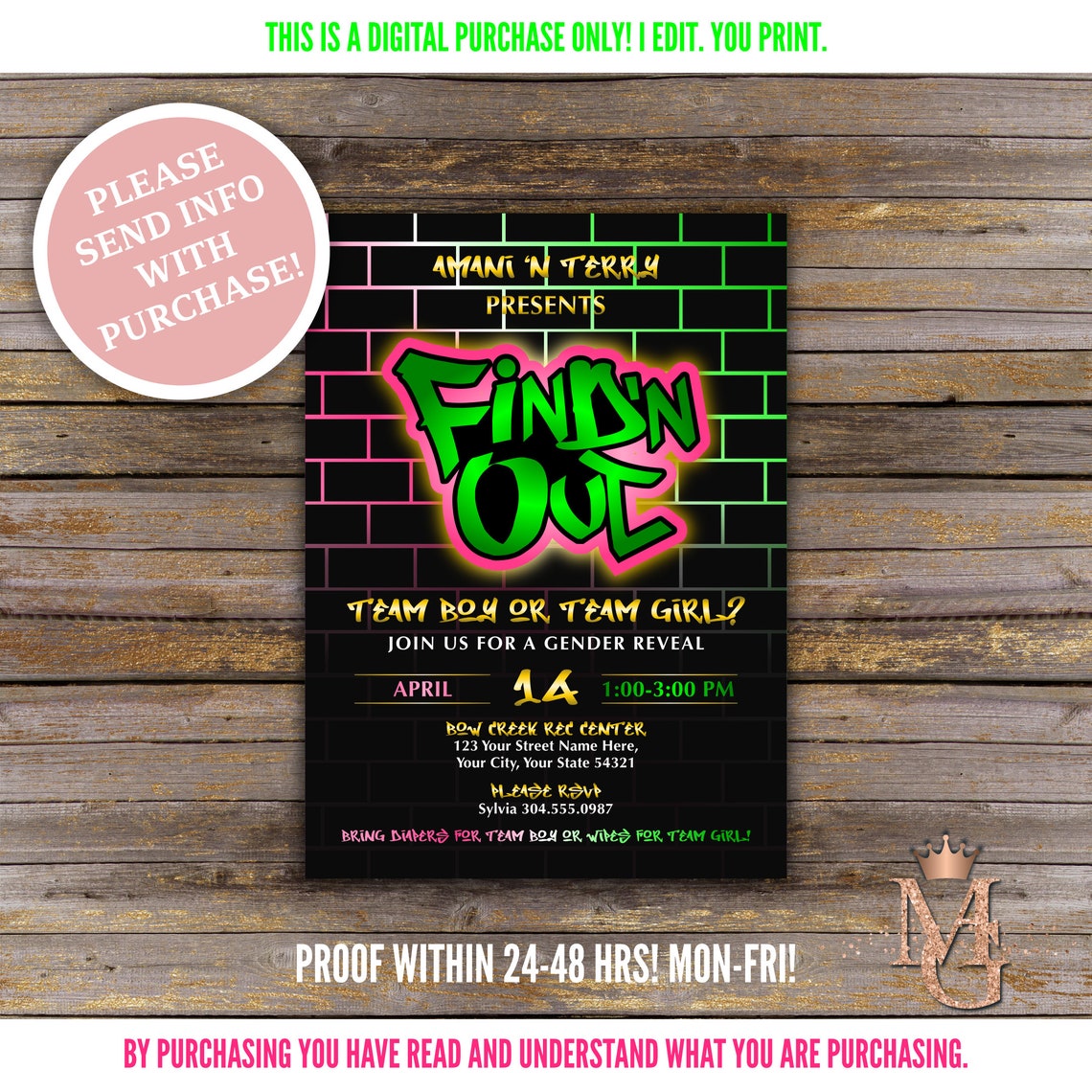 Find 'N Out Gender Reveal Invitation Hip Hop Gender - Etsy