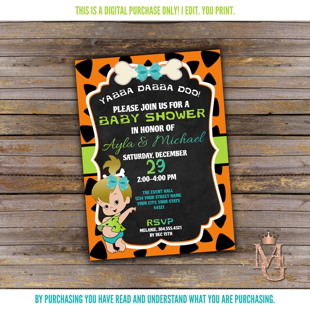 Pebbles Baby Shower Invitation: Green & Teal (digital Download) - Etsy