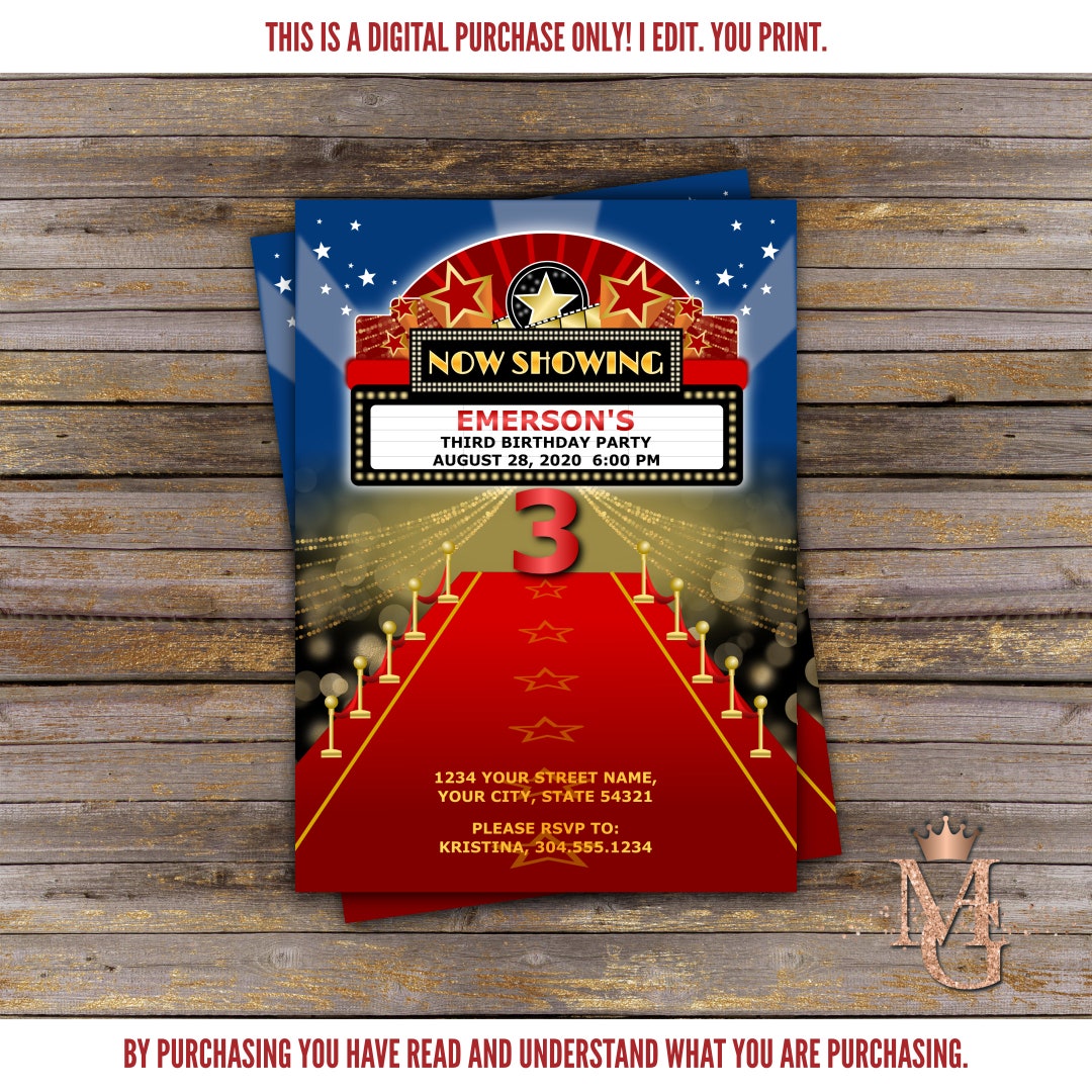 Showtime Birthday Invitation! Theatre Invitation! Movie Invitation! - Etsy