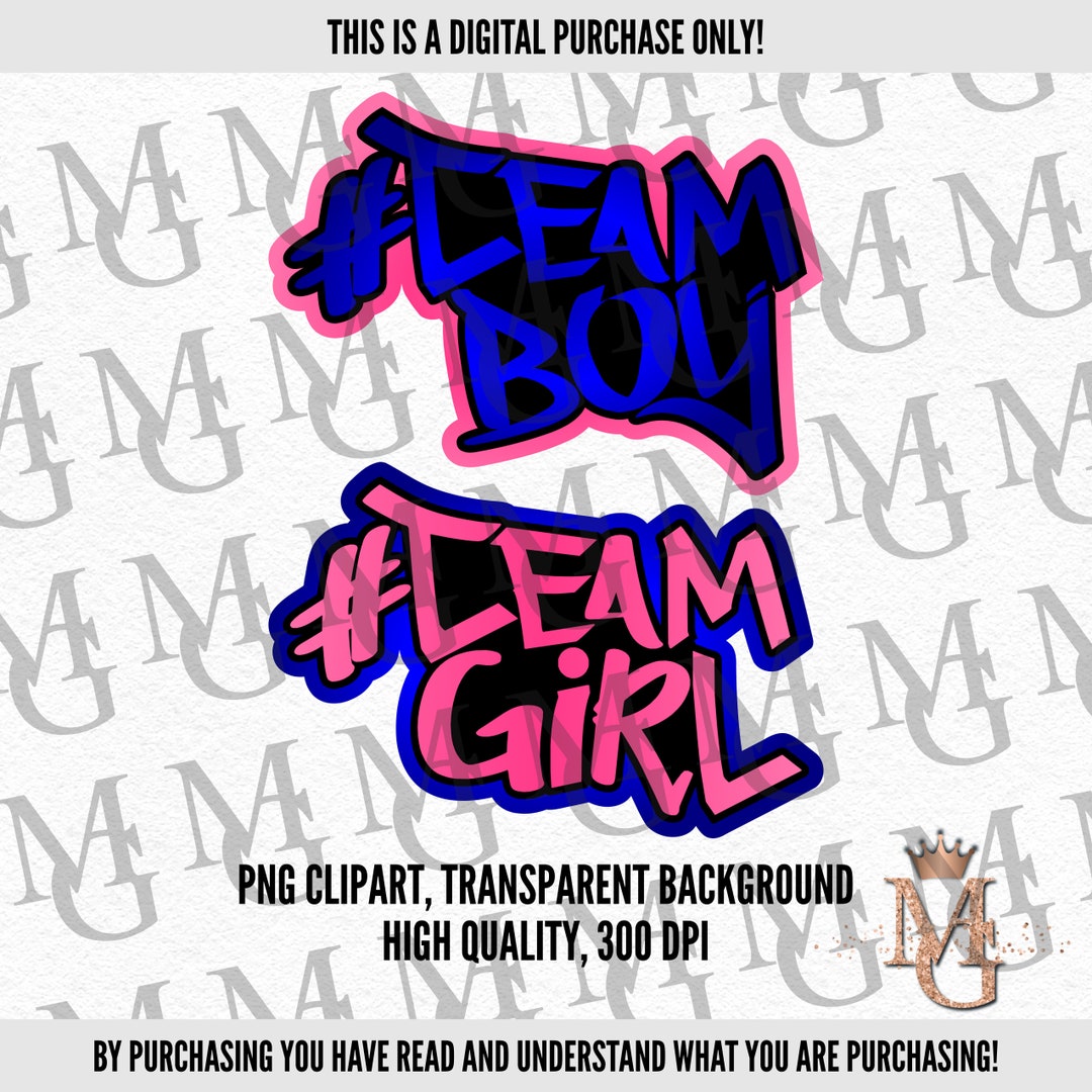 Team Boy, Team Girl Gender Reveal, PNG Images! Personal Use Only! Find ...