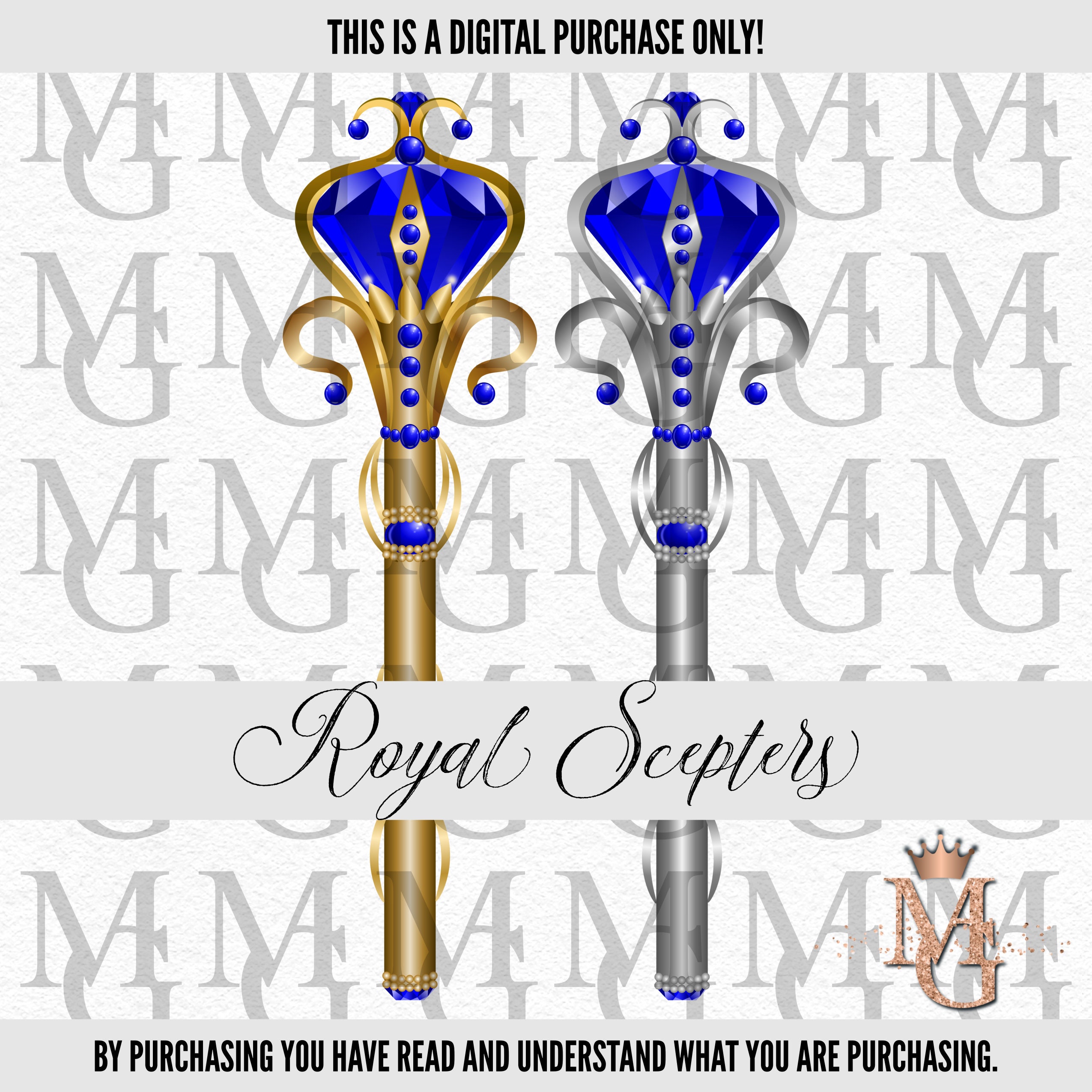 Royal Scepter Clipart Set 6 PNG Images Gold and Silver King | Etsy
