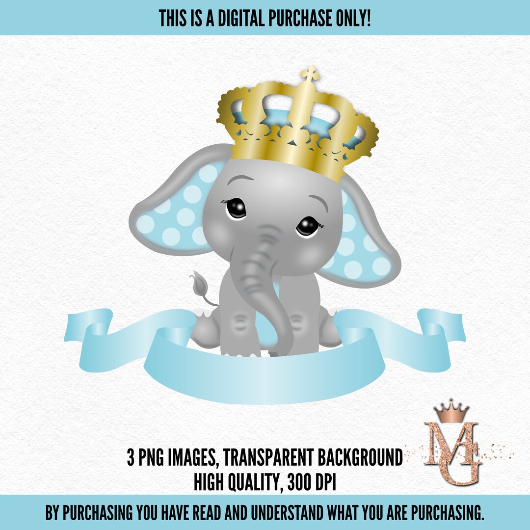 Baby Elephant Clipart, Elephant Prince, 3 PNG Images, Baby Blue! Baby ...