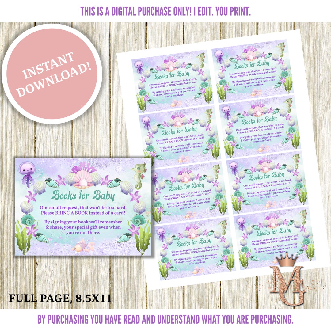 Solicitud de libro para baby shower de sirena Baby Shower bajo el mar ...