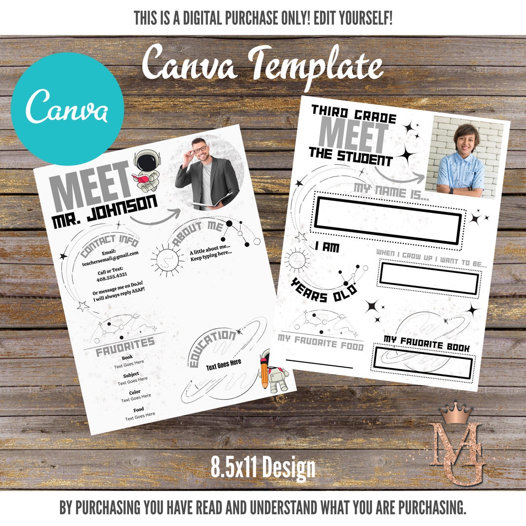 Meet the Teacher & Student Template: Back to School Canva (digital ...
