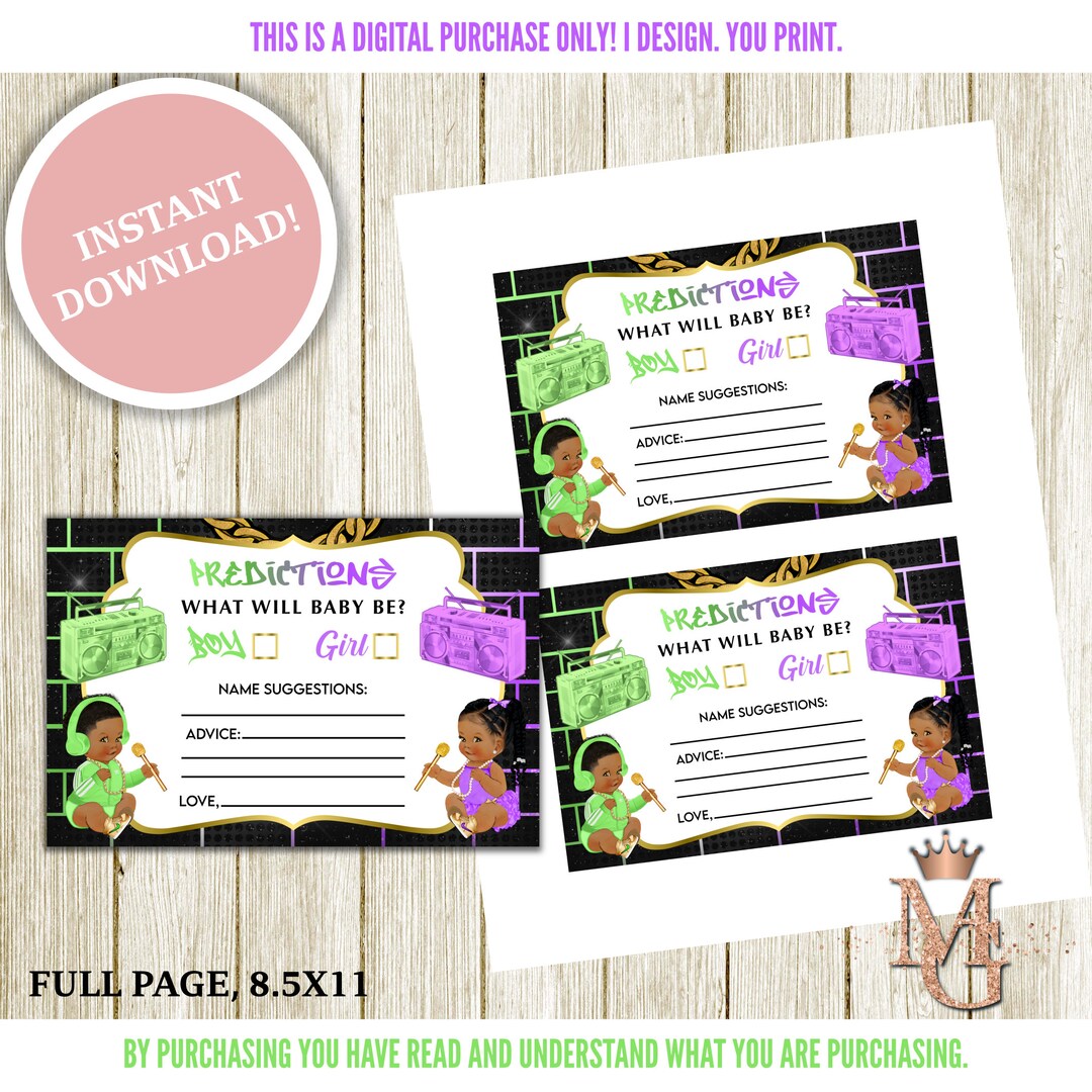 Find N Out Gender Reveal! Prediction Card! Apple Green, Orchid and Gold ...