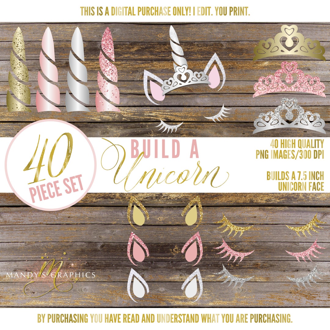 Unicorn Clipart Set, 40 Pieces, Build Your Own Unicorn, PNG Images - Etsy