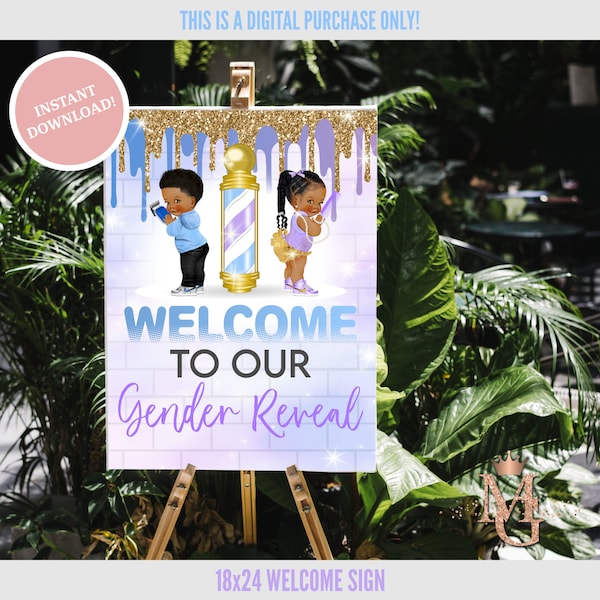 Purple and Blue Gender Reveal Welcome Sign - Etsy