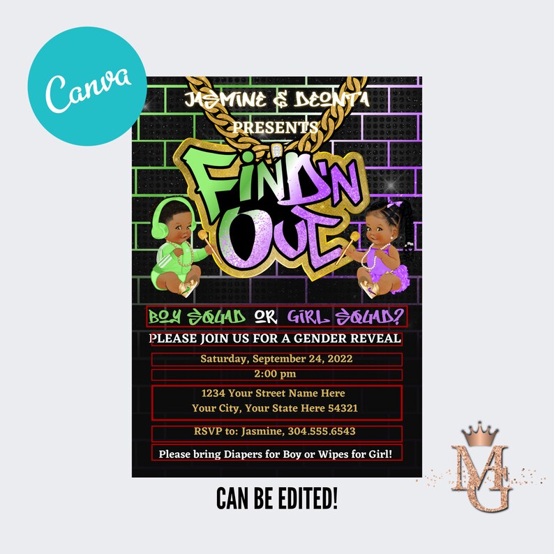 Find N Out Gender Reveal Invitation Edit Yourself Canva - Etsy