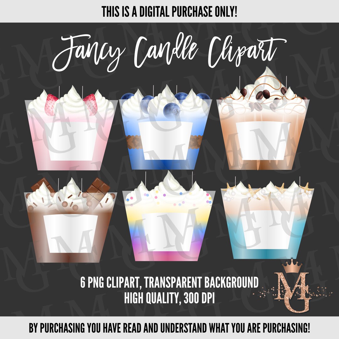 Fancy Candles Clipart Set,candle Making Clipart, 6 PNG Images! Design ...