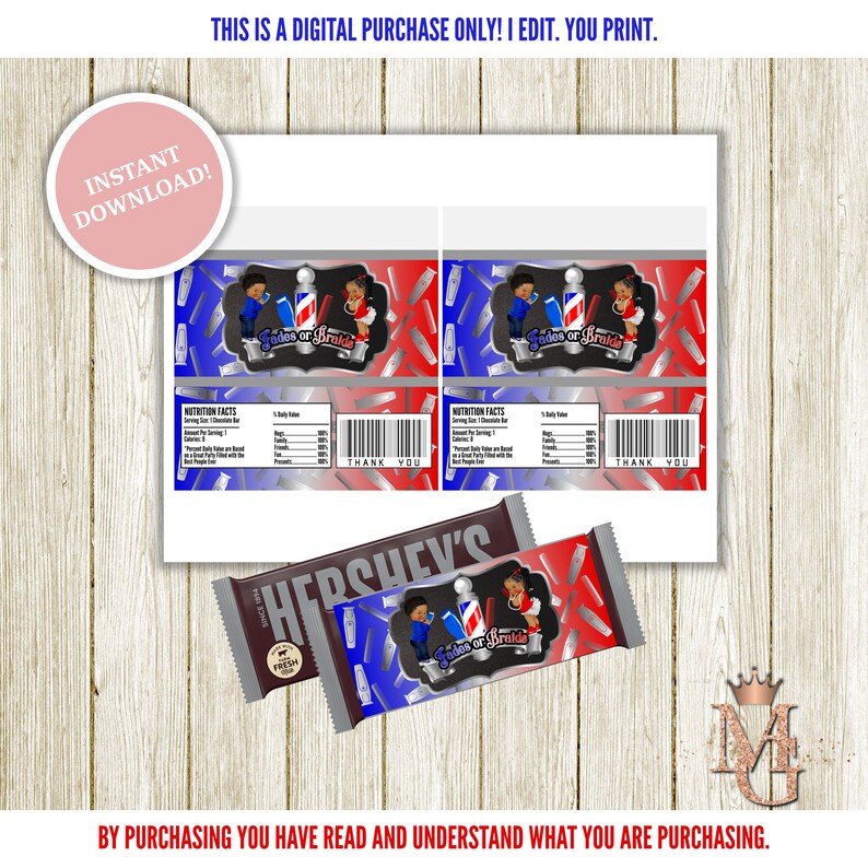 Fades or Braids Gender Reveal Candy Bar Wrapper (digital Download) - Etsy