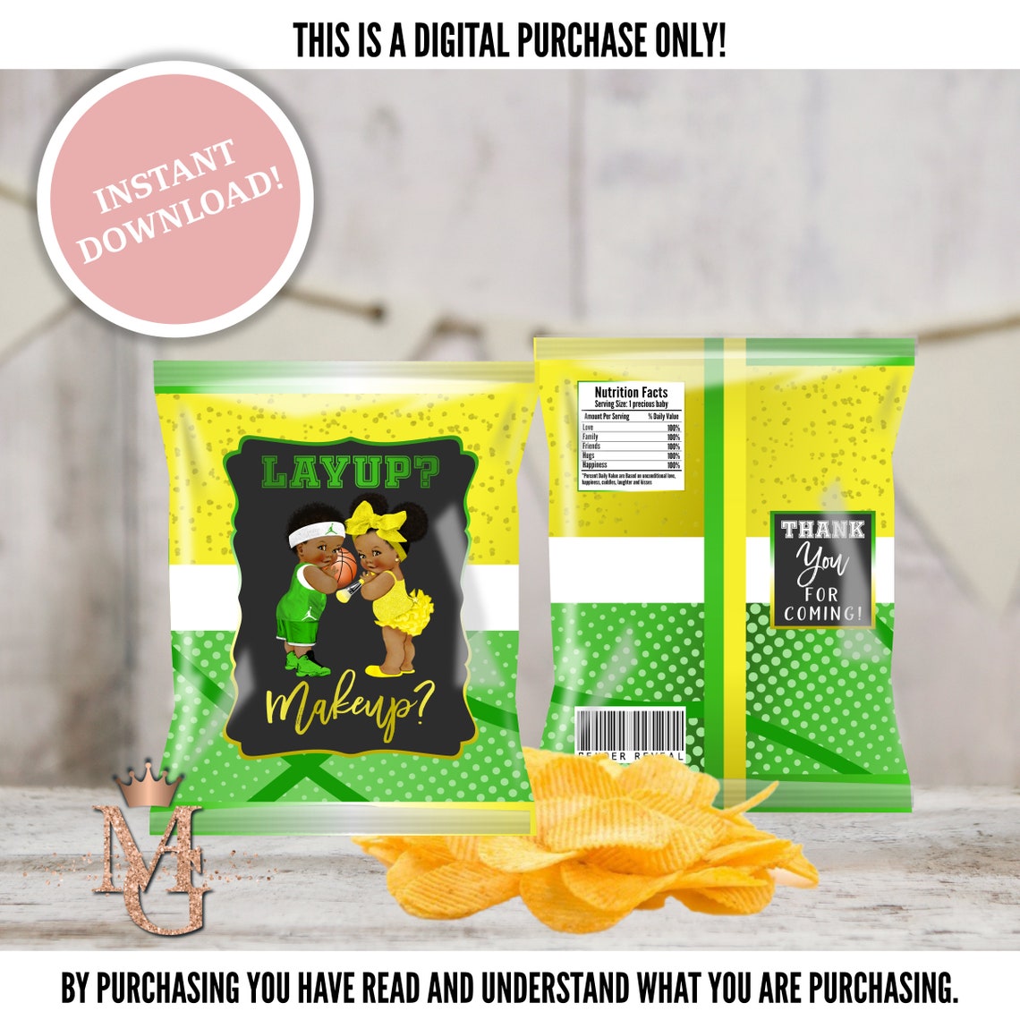 Layup or Makeup Gender Reveal Gender Reveal Chip Bag - Etsy