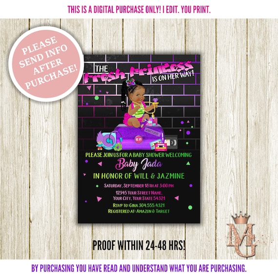 Fresh Princess Baby Shower Invitation Hip Hop Baby Shower | Etsy