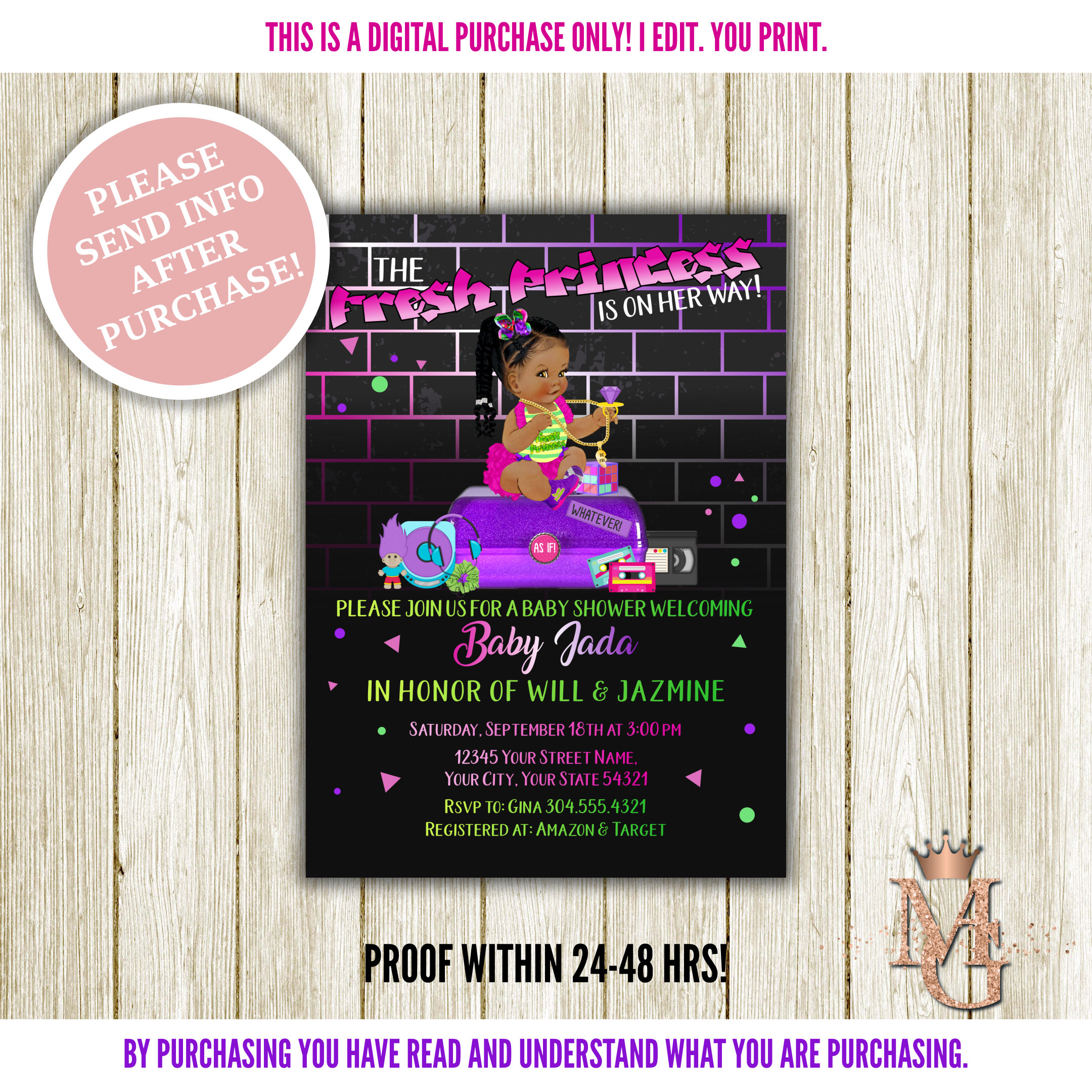 Fresh Princess Baby Shower Invitation Hip Hop Baby Shower | Etsy