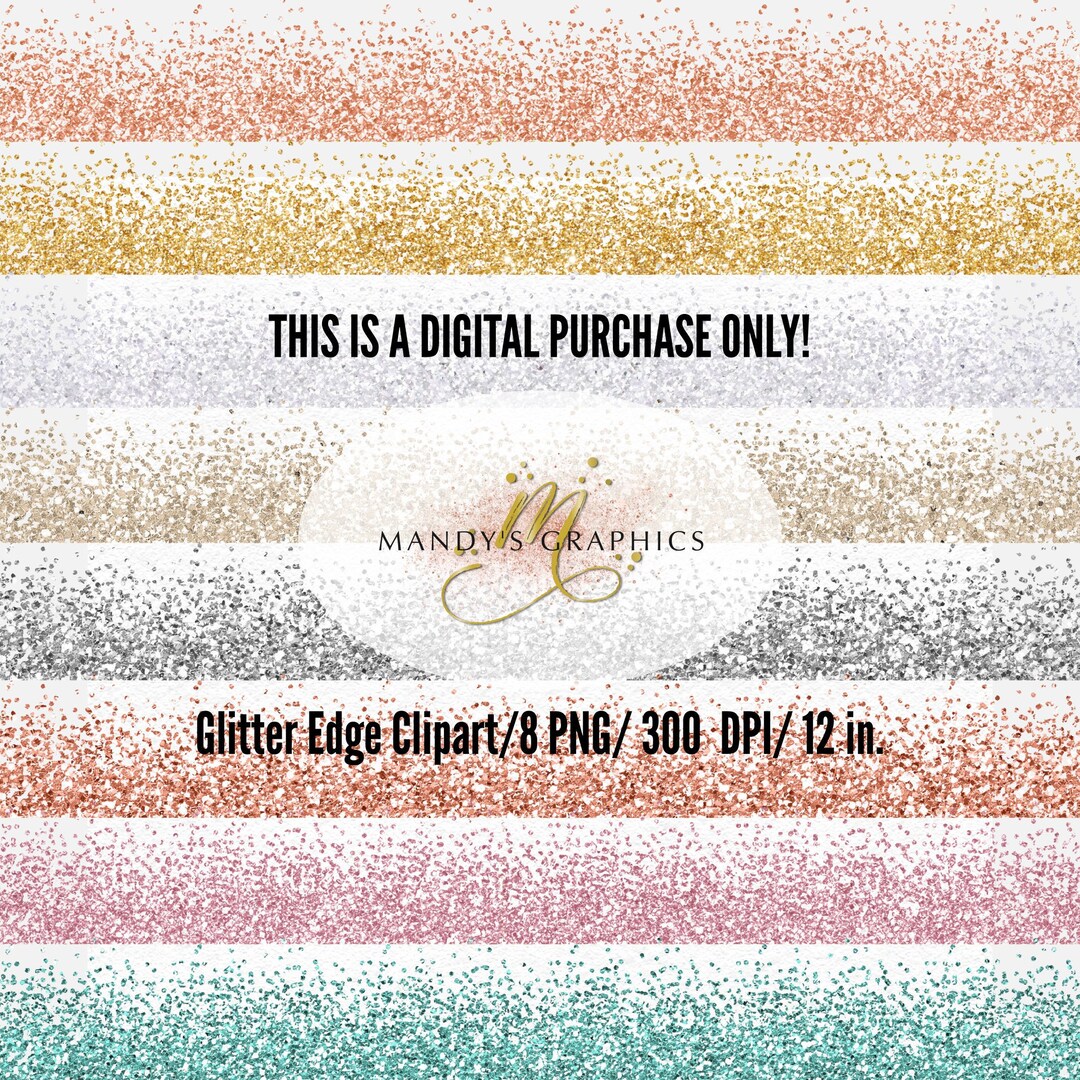 Glitter Edge Clipart Set, 8 PNG Images - Etsy