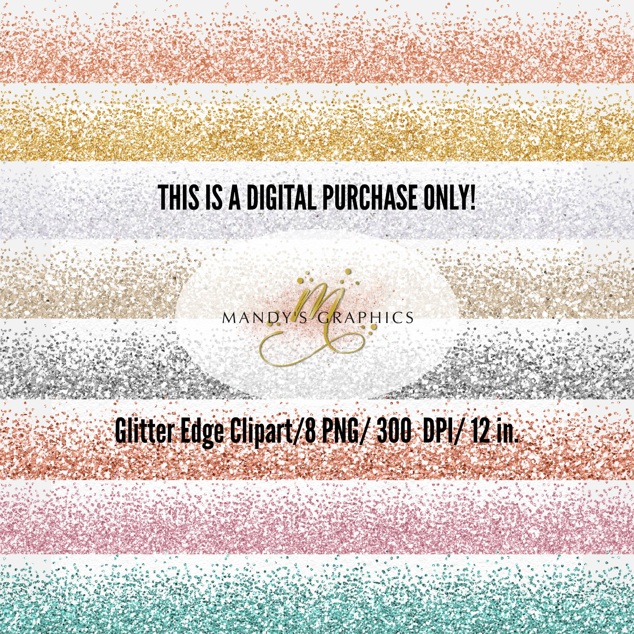Glitter Edge Clipart Set 8 PNG Images | Etsy