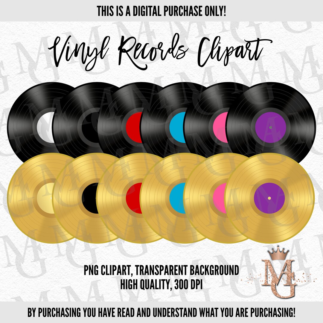 Vinyl Records Clipart Set, 12 Colors, Individual Elements! Retro ...