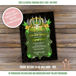 Marijuana Birthday Invitation Invitation! Smoke Invitation! Adult ...