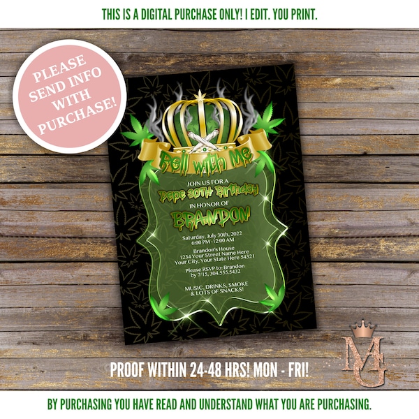 Weed Birthday Invitation - Etsy Australia