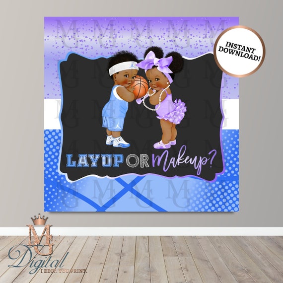 Layup or Makeup Gender Reveal Backdrop Instant Download - Etsy