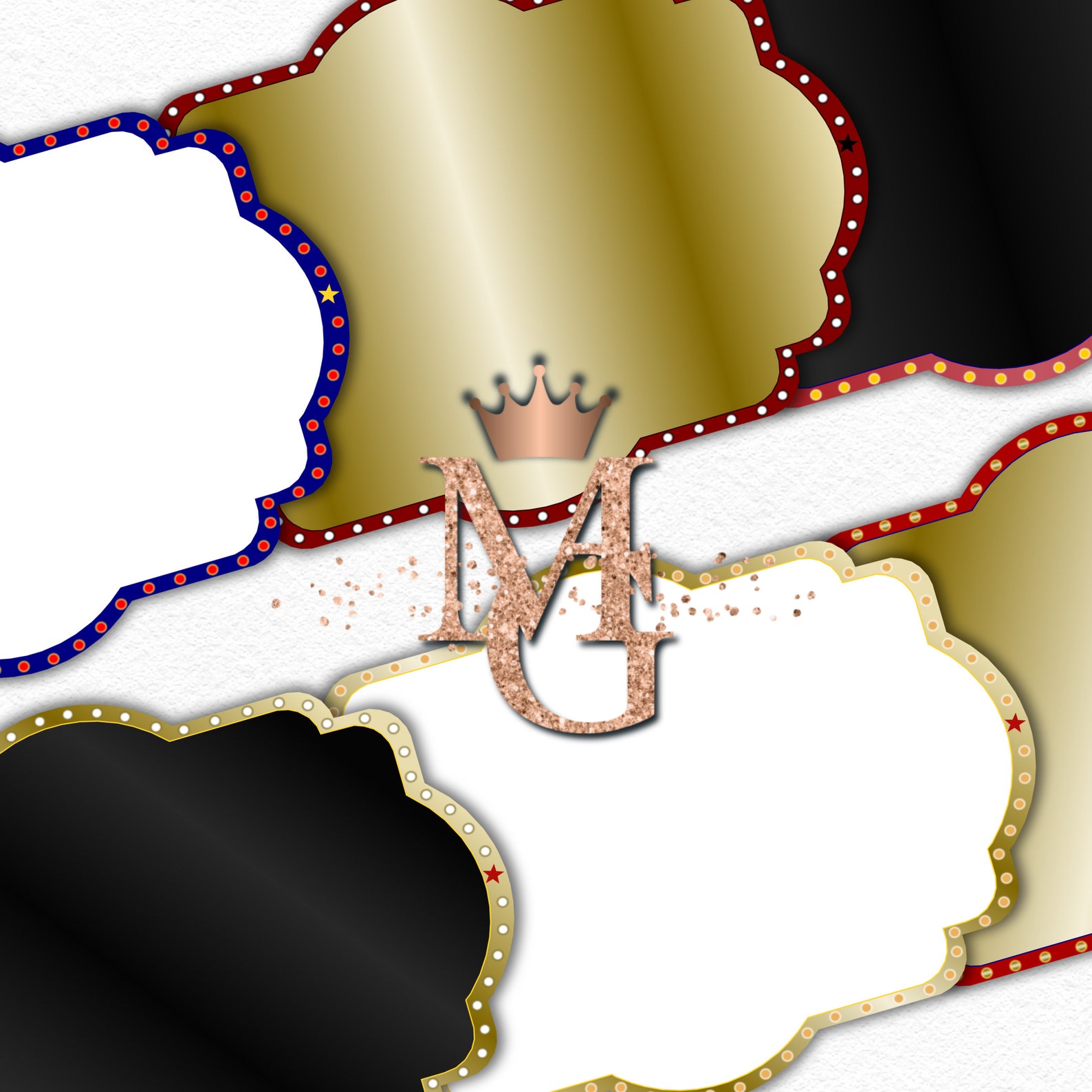 Circus Style Frames Clipart Set, 6 PNG Images - Etsy