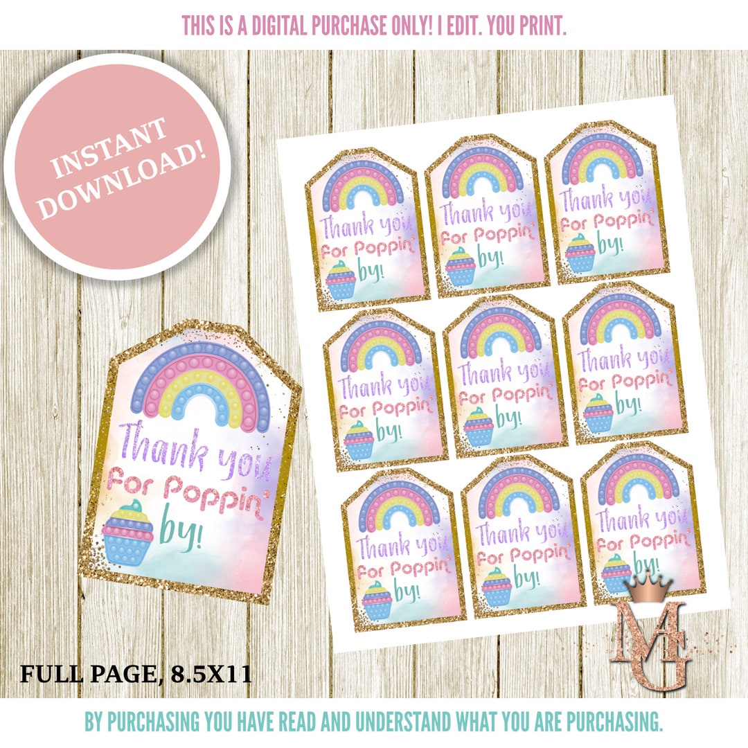 Pop It Birthday Favor Tags Pastel Birthday Favor Tags Fidget Birthday ...
