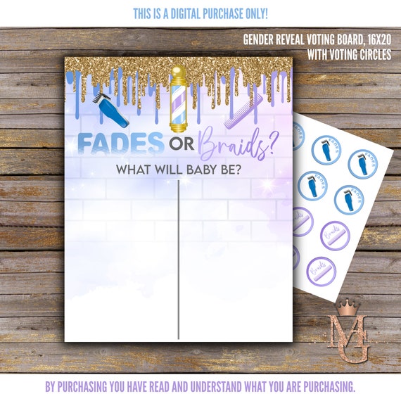 Fades or Braids Gender Reveal Vote Board Blue and Lavender - Etsy Finland
