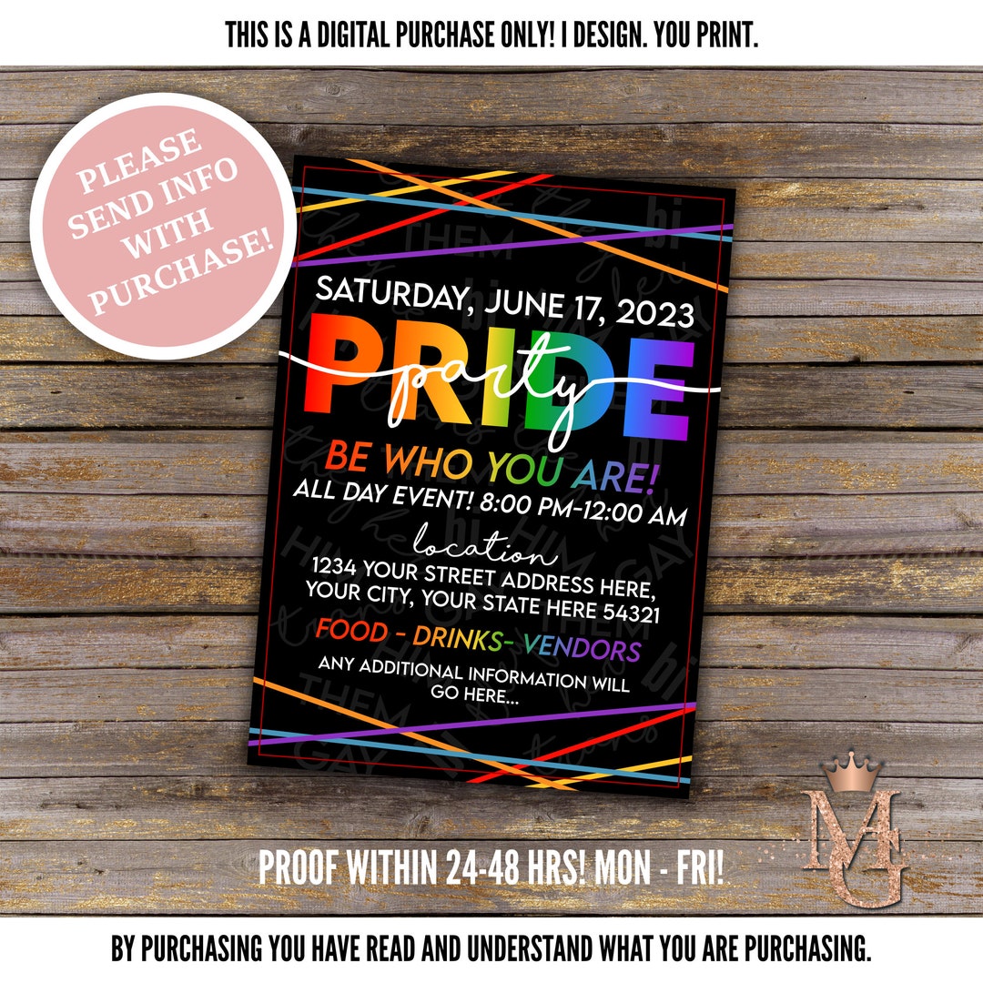 Rainbow Pride Party Invitation (digital Download) - Etsy