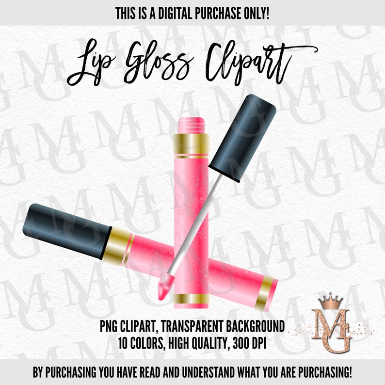 Lip Gloss Clipart Set: 10 Colors, Makeup Graphics (PNG, Instant ...