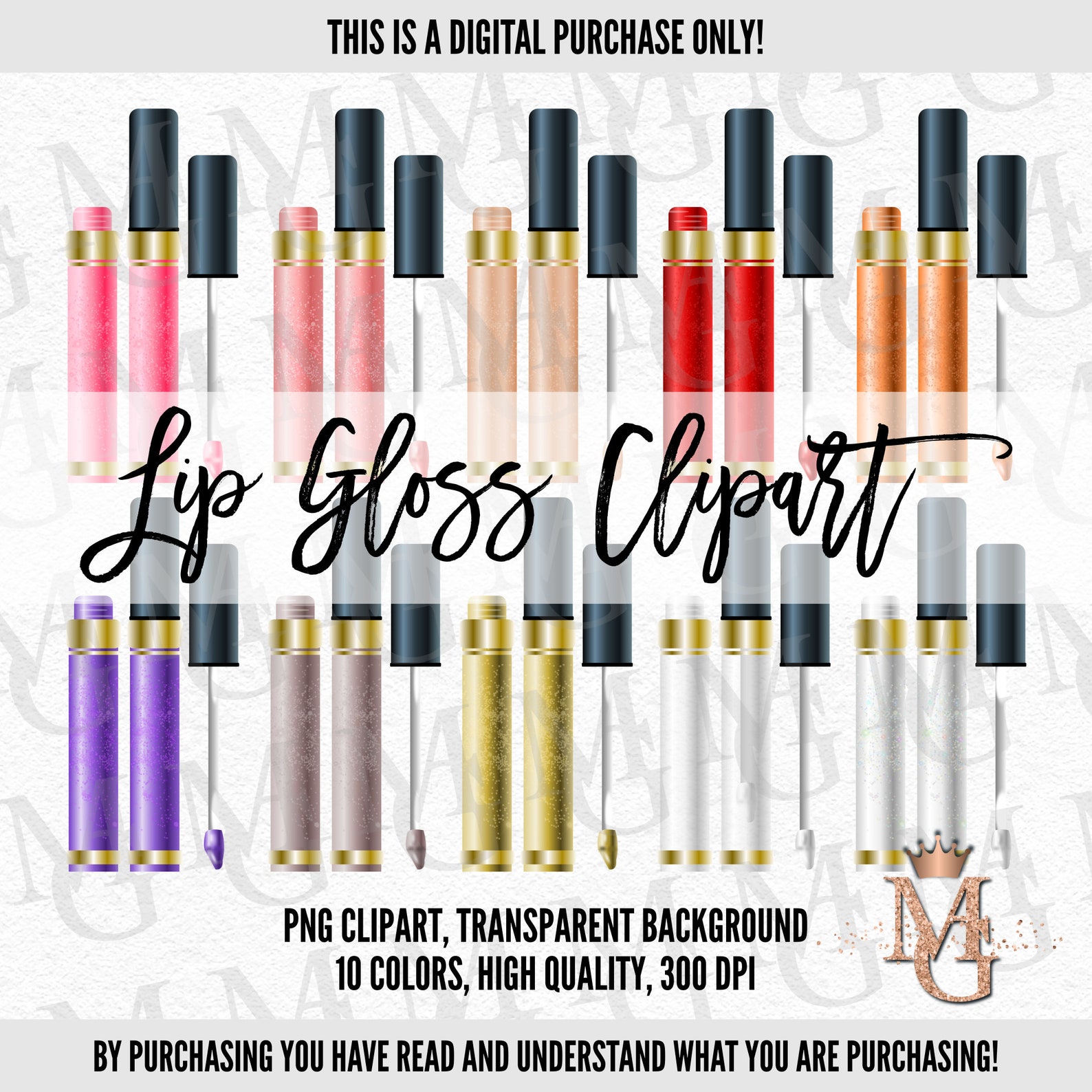 Lip Gloss Clipart Set 10 Colors Individual Elements Makeup - Etsy