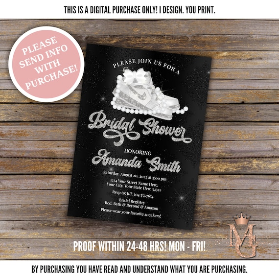 Shoe Bridal Shower Invitations Bridal Shower Shoe Invitation, Black