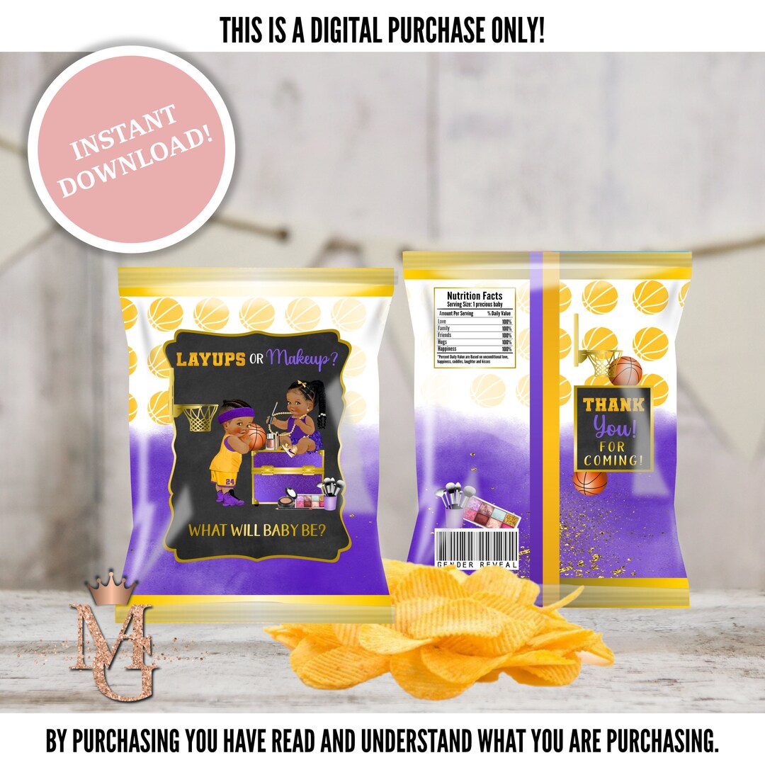 Layups or Makeup Gender Reveal Chip Bag Template (digital Download) - Etsy