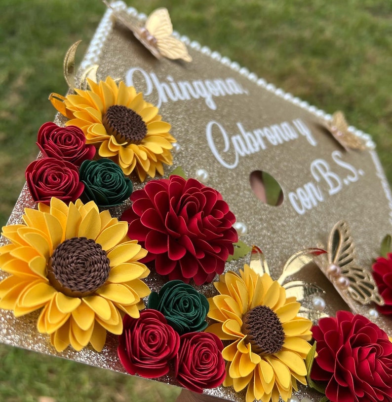 Graduation Cap Topper Graduation Cap Paper Flowers and - Etsy