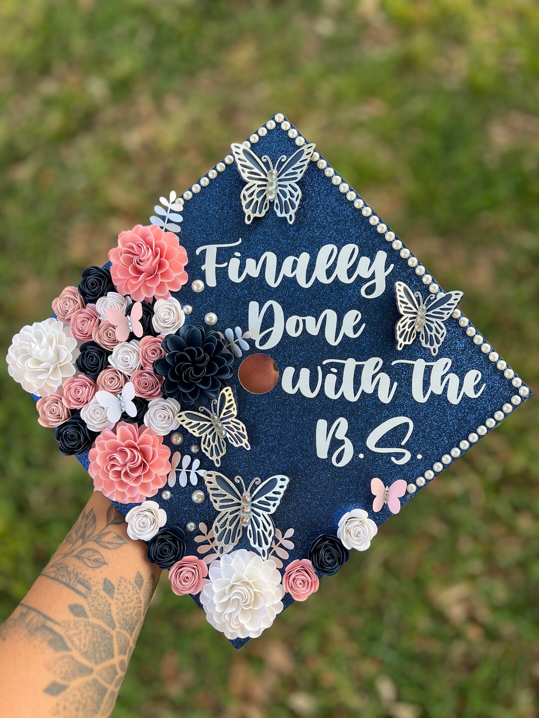 Graduation Cap Topper | Paper Flowers | Grad Cap | Cap Toppers ...