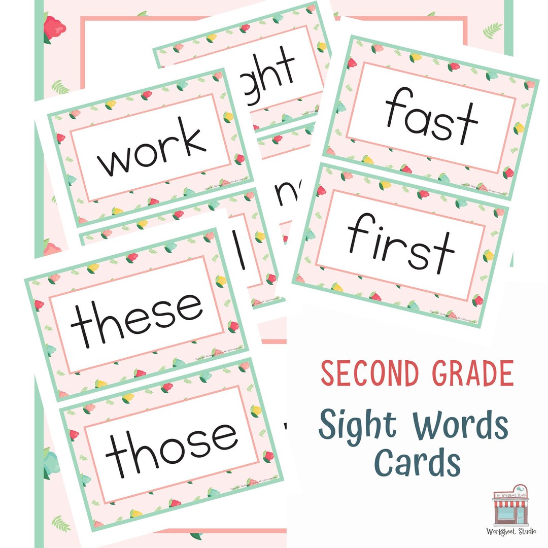 Second Grade Sight Word Flashcards - Etsy