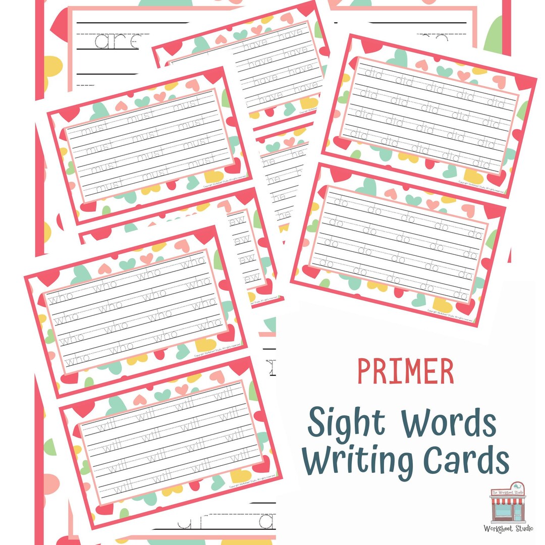 Primer Sight Words Writing Cards - Etsy