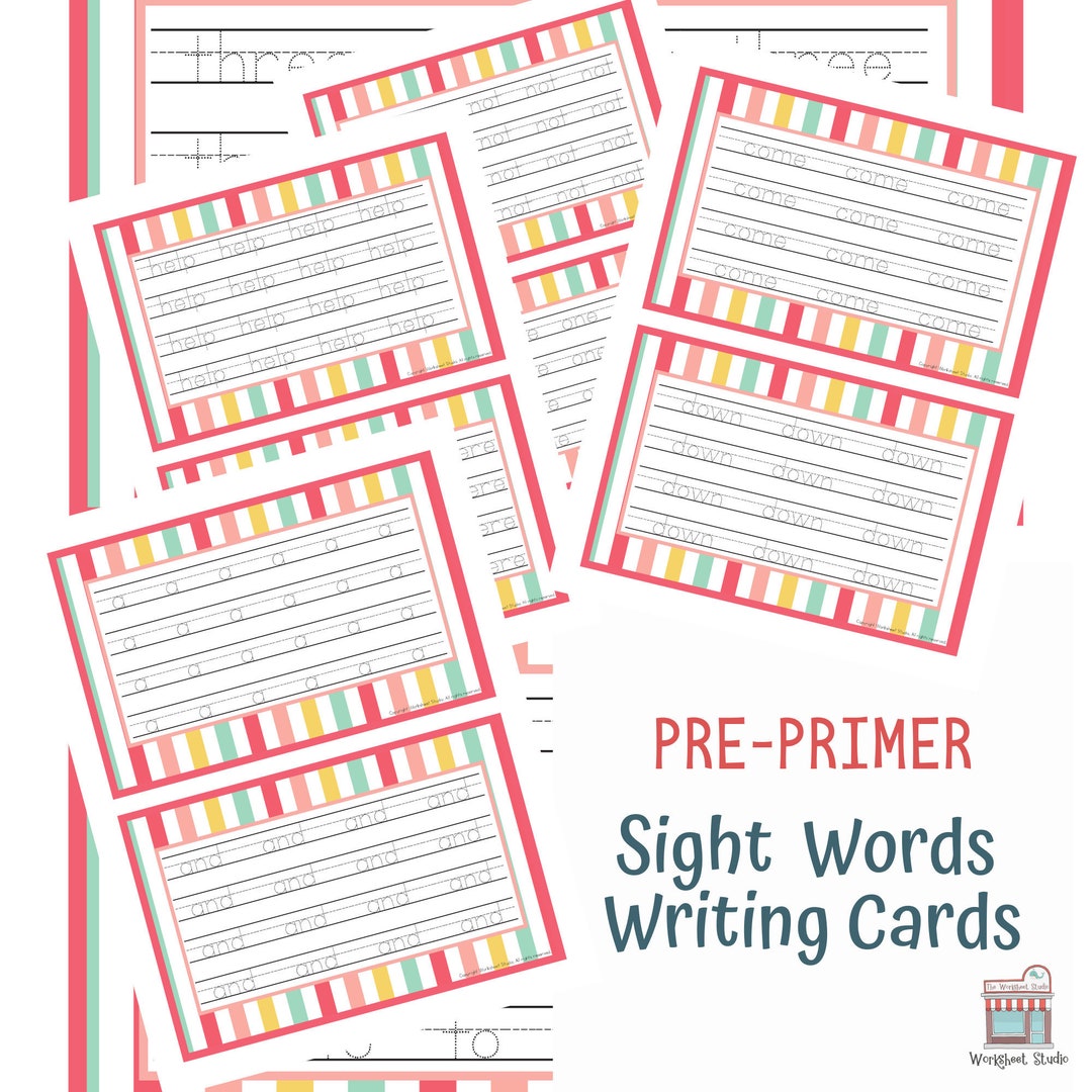 Pre-primer Sight Words Writing Cards - Etsy