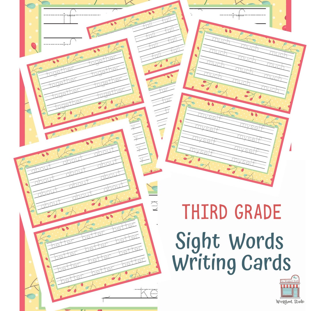 Third Grade Sight Words Writing Cards - Etsy