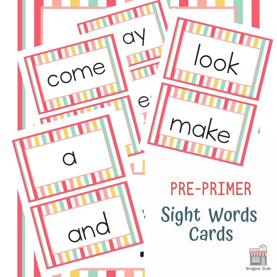 Pre-primer Sight Words Flashcards perfect for Pre-k and Kindergarten ...