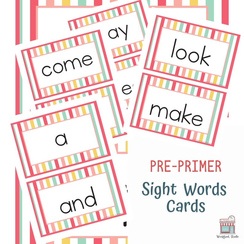 Pre-primer Sight Words Flashcards (perfect for Pre-k and Kindergarten ...